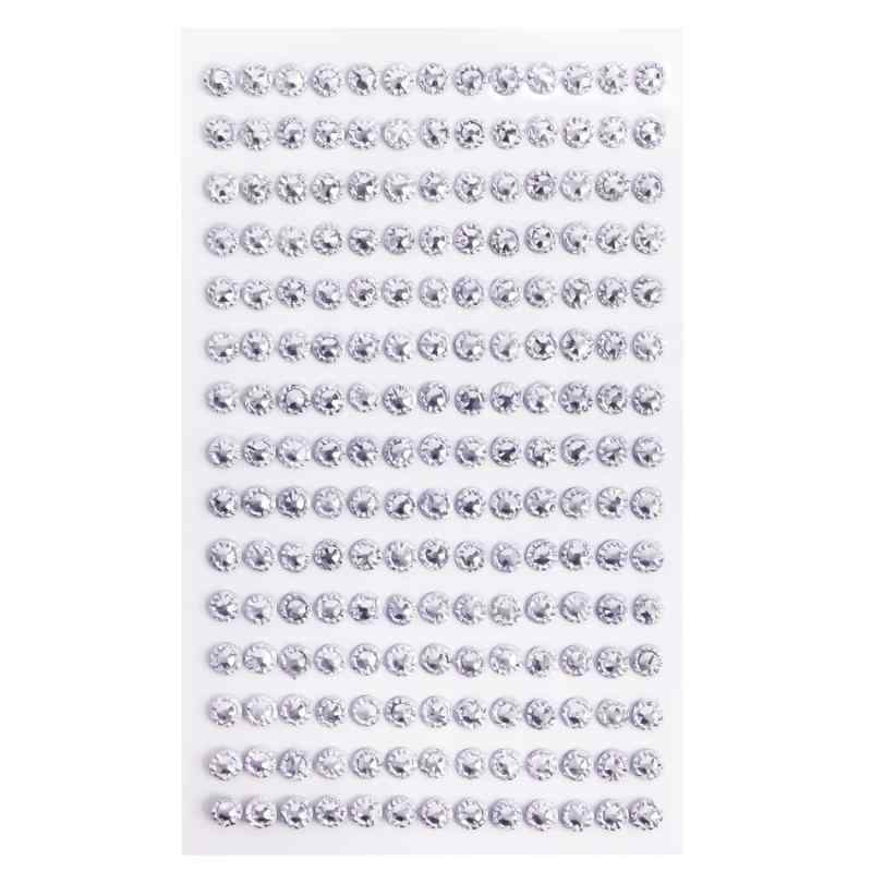 085 ラインストーンシール(デコシール) ジュエリータイプ 5ミリ【シルバー】【サイズ】一粒の直径約5mm（全体の大きさ：ヨコ93xタテ158mm）【材　質】アクリル製　【数　量】1枚（1シート195粒入）【カラー】シルバー【特　徴】ライ...