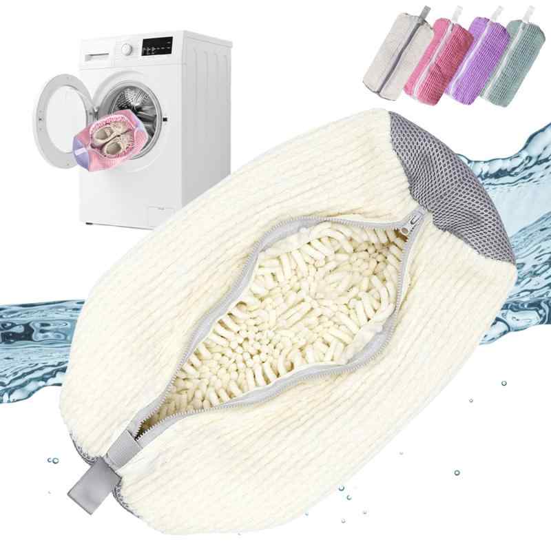 CROWNCAT 靴 洗濯ネット 靴用ネット 【洗濯機でシューズを丸洗い＆上履きスニーカー等がすっぽり収まる円筒型＆ネット自体もカワイイ選べるカラー】【サイズ】約H190×W380×D15mm 【カラー】アイボリー、ベビーピンク、ミントグリ...