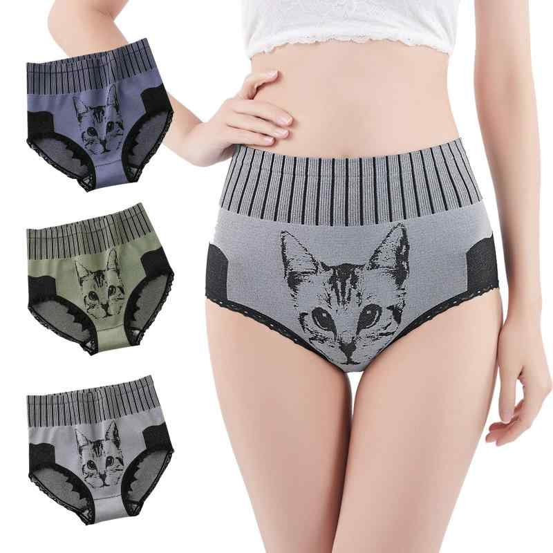 [Raiplusライプラス] ショーツレディース 猫 シームレスショーツ 深ばき 下着 レディース ショーツ 深め パンツ レディース 猫 パンティ [3枚セット]