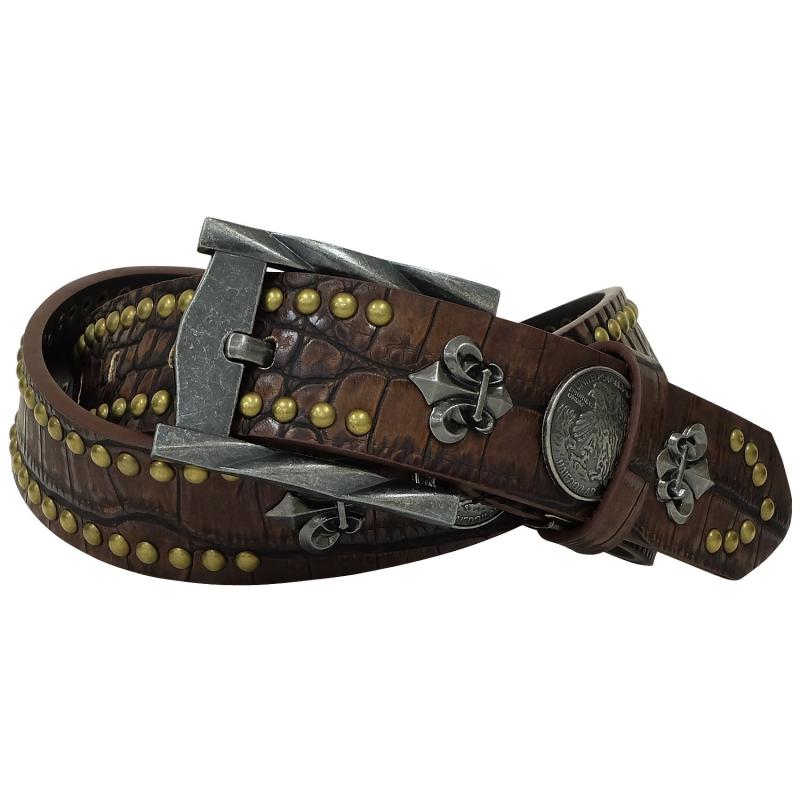 [BEEL] ベール スタッズ コンチョ クロコ 型押し メンズ 合成皮革 スタッズベルトクールな感じを醸しだしている雰囲気バツグンのベルトです。オリジナリティ溢れる製品となっており、長く愛用していただけるベルトとなっております。ウエスト9...