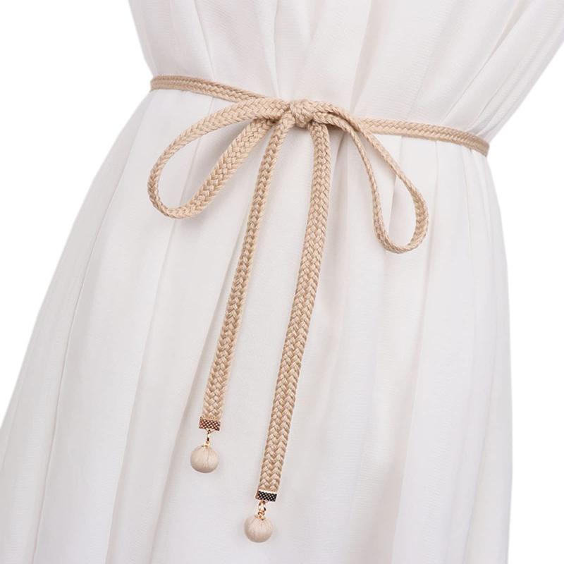 [YiyiLai] 多機能 編み風 細め ウェストベルト 着物小物 ヘアアクセサリー用 ベルト ワンピース 結婚式 卒業式 成人式【材質】：コットン（編み風）【サイズ】：長さ約150CM、幅約1CM【合わせやすい 】シンプルのデザインでエレ...