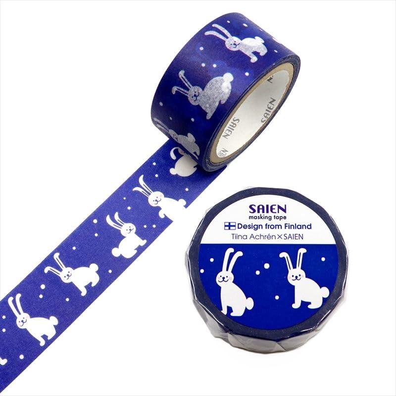 日本製SAIENマスキングテープ Winter rabbits20mm×5m巻TR-406611和紙、箔日本製