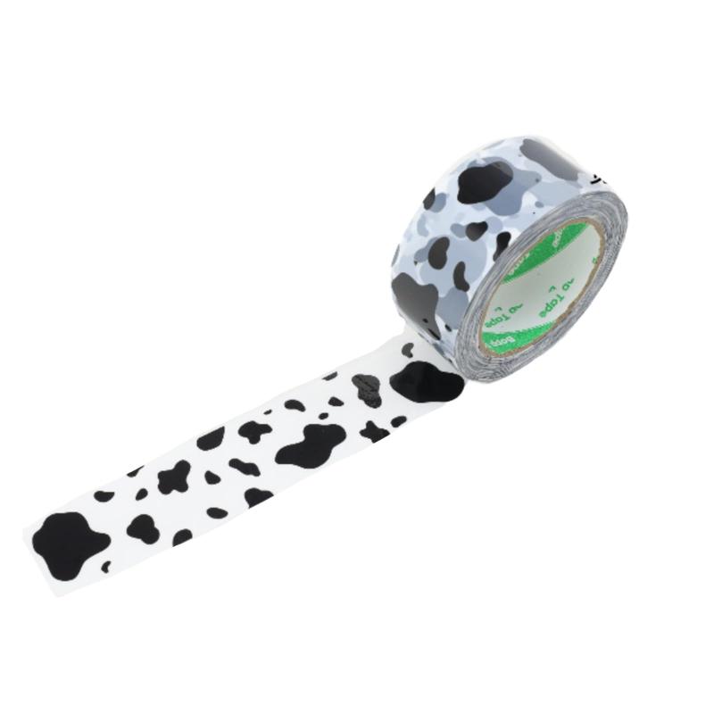 nijimomo 柄入りテープ THANK YOU 牛柄 梱包用テープ 自己粘着 OPPテープ 配送用商品の発送やおしゃれな梱包に大容量91mたっぷり使えるデザイン梱包テープです。ダンボールに貼るだけで華やかな上がりにデザインは「THANK...