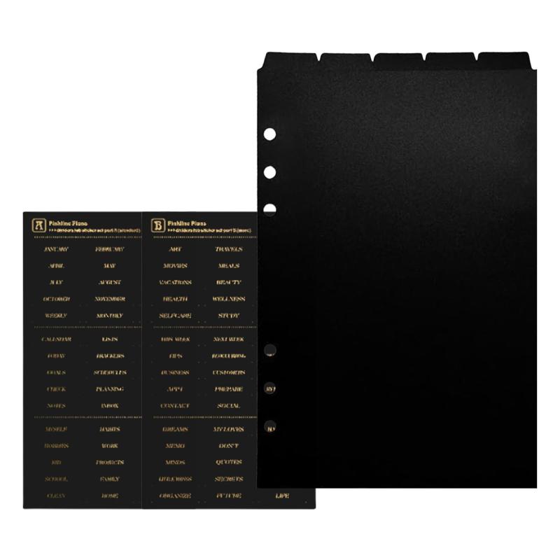 KENASTA A5 システム手帳 インデックス仕切り 5山 6穴 プラスチック製 インデックスカード ラベル付き バインダー メモ帳 オフィス文具 整理用 文房具 21 x 14.2cm【仕切りページセット1】システム手帳 a5。A5サイ...