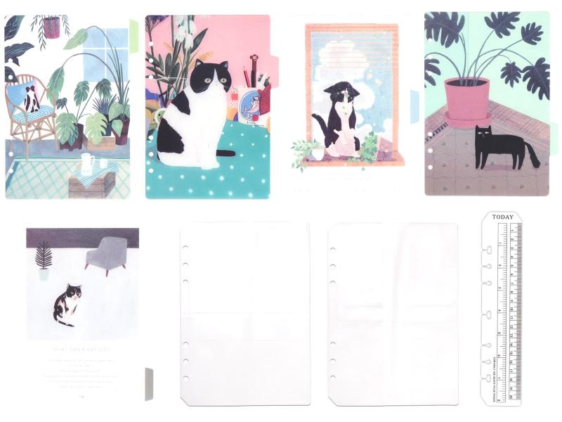 TSUKURIRO A5 プラスチック インデックス 6穴 システム手帳用 アクセサリー 4種セット しおり定規 クリア 名刺 ポケット 横 5山6穴 システム手帳（穴間隔70mm）A5サイズに対応したプラスチック製のインデックス5枚とリフ...