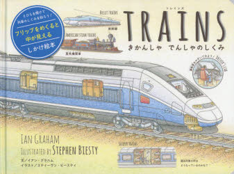 しかけ絵本 世界文化社 鉄道車両 1冊（ページ付なし）　23×31cm トレインズ　TRAINS　キカンシヤ　デンシヤ　ノ　シクミ　トビラ　オ　アケテ　レツシヤ　ノ　シクミ　オ　シロウ　フリツプ　オ　メクル　ト　ナカ　ガ　ミエル　シカケ　エ...