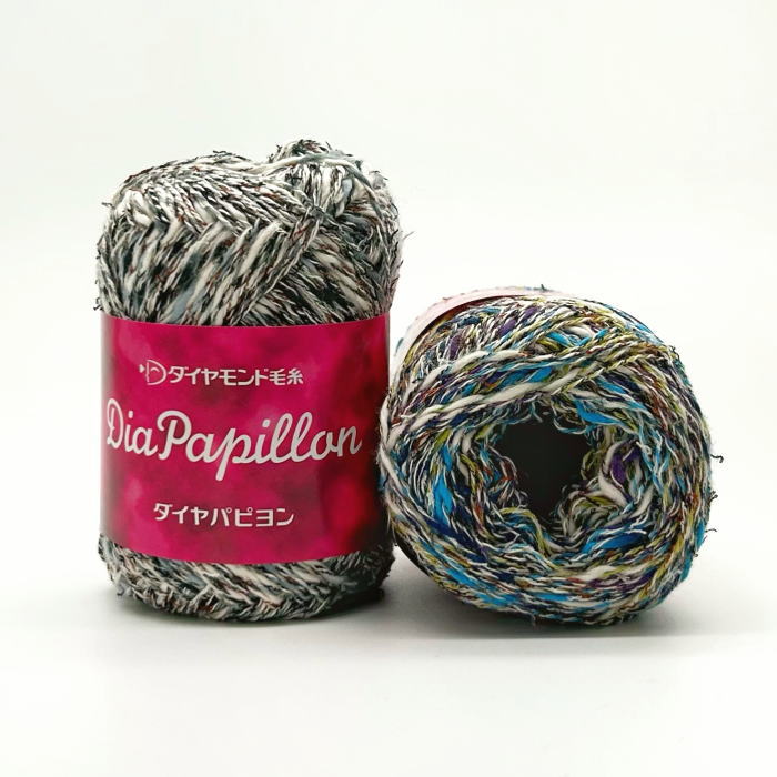 2本どりに最適なファンシーヤーン ミックスカラーと形状変化がおもしろいオールシーズン使える2本どり用の毛糸です 多色スラブ、単色スラブ、そして小さなツノのカールヤーン、これらが絡みあった表情豊かな糸 引き揃えて編むことで自分だけのオリジナル...