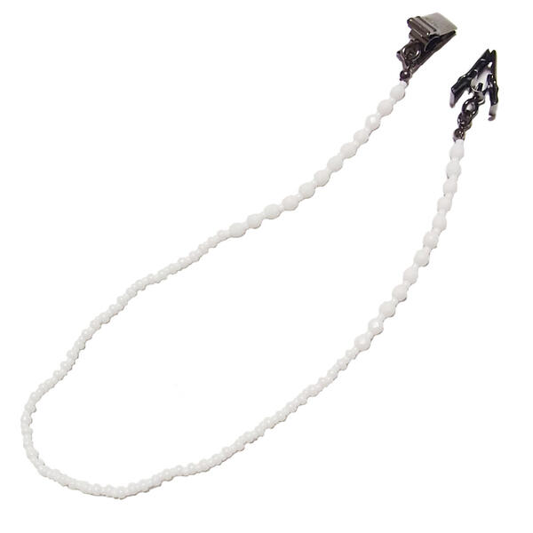 【ティアーズヘブン　オリジナル】 白のビーズにホワイトチェコビーズの真っ白 帽子が風で飛んで行かない様にクリップ！ 絡まらないようクリップが回転するつくりになっています。 活躍する便利グッズもおしゃれに！ ご注意：クリップ部分は外れにくい様...