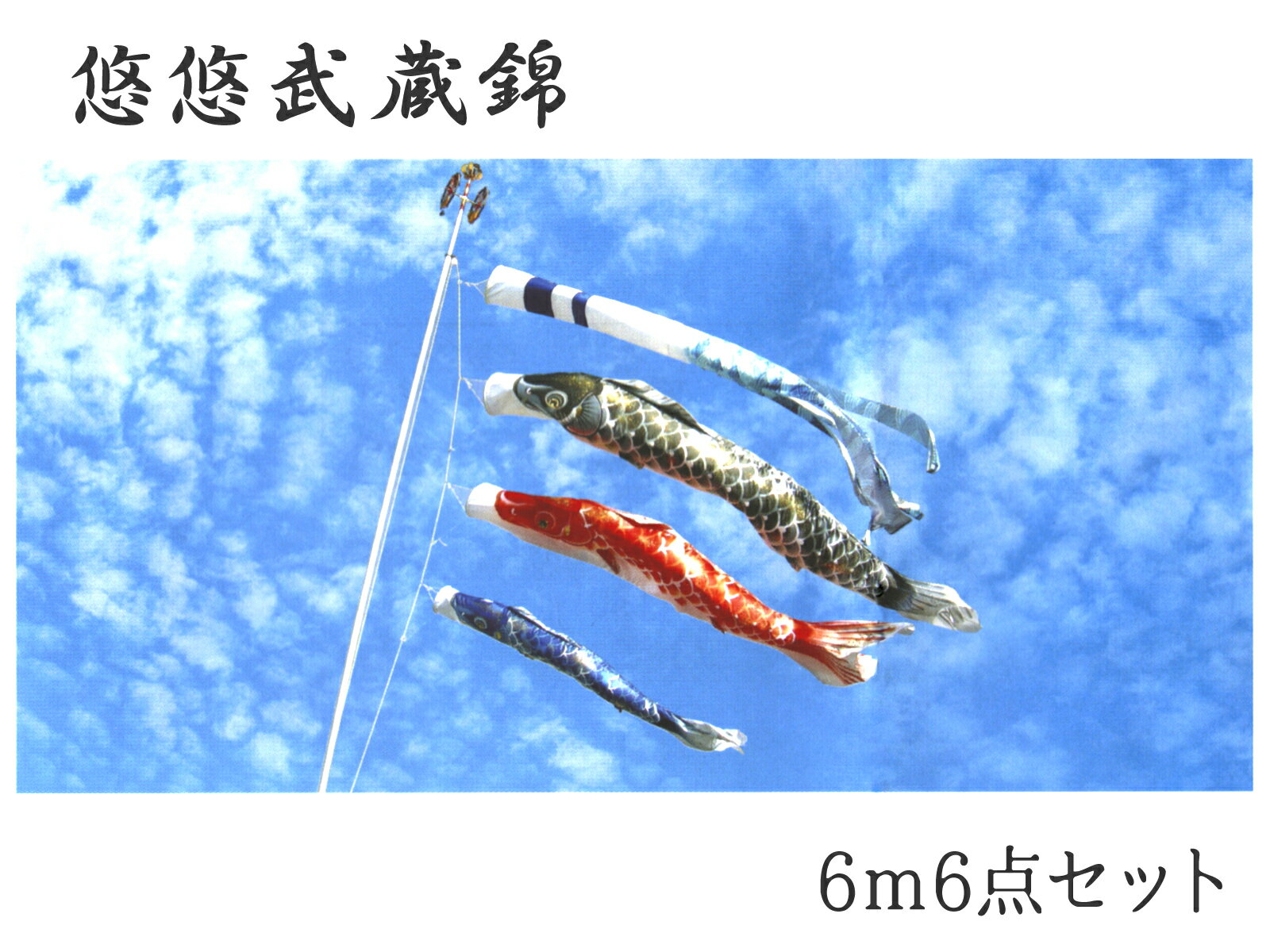 送料 （ただし本州以外の地域は送料サイズA、離島・遠隔地は別途別途お見積もりとなります） 主な特長 ポリエステル生地100%、サテン織の美しい輝きが空を泳ぎます。 また、撥水加工されているため、雨水をはじきます。 吹き流し紋入れ(両面)：税...