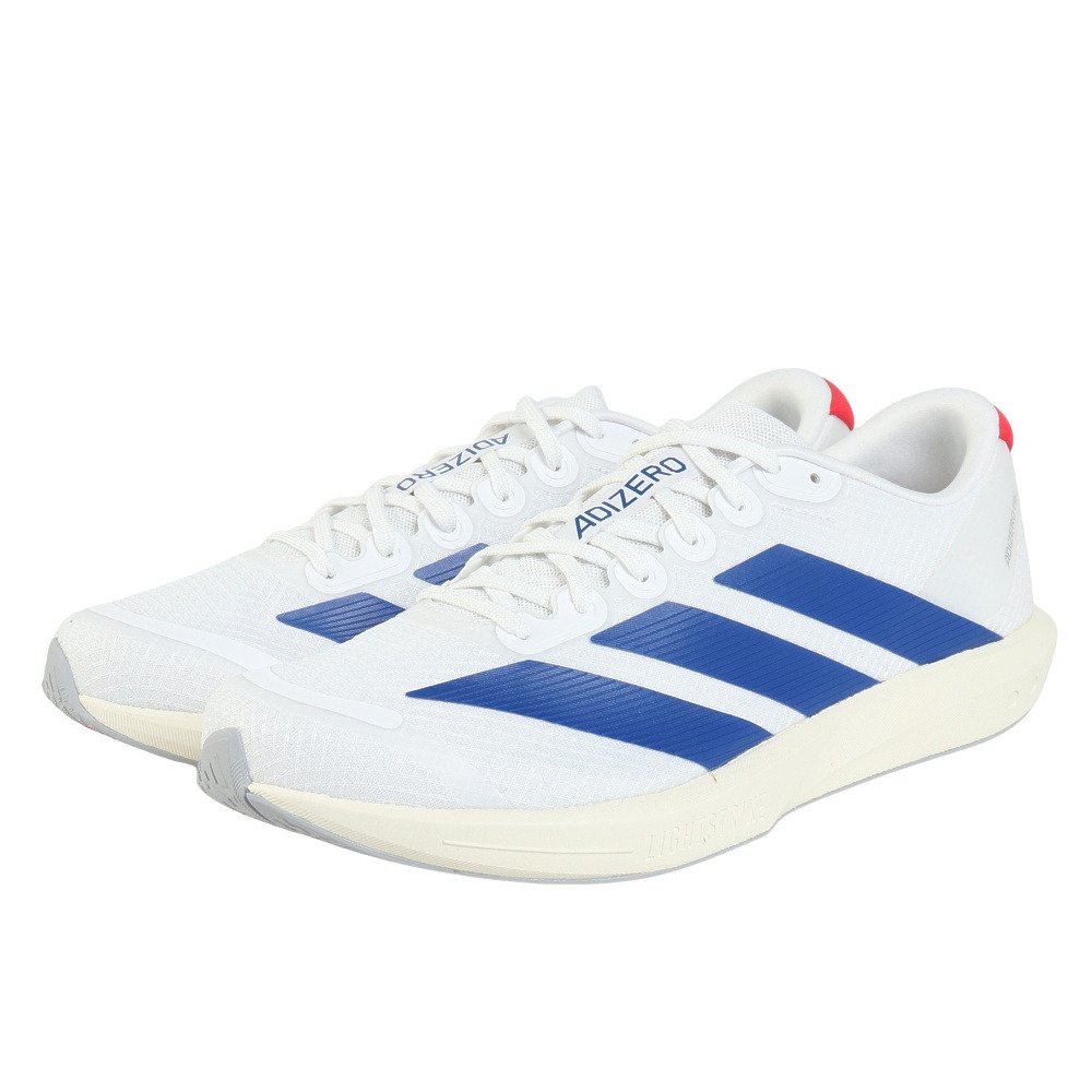 ●素材:合成繊維●メーカーカラー表記:Cloud White/Royal Blue/Pure Ruby●レギュラーフィット●シューレース●ニュートラル●レーストレーニング(1kmを約4〜5分で走る方向け)●軽量◎●アッパー:テキスタイル●テ...