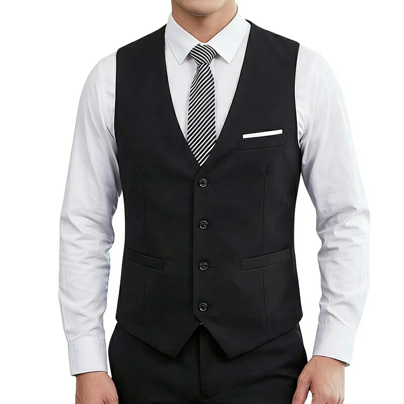 商品情報【ご注意】ベストのポケットは全て装飾用ポケットであり、デザイン上のアクセントとしてのみ機能し、収納機能はありません。【快適な着用感】このスーツベストはVネックがスッキリ見せ、尾錠付き、背面調節バックルで体型フィット。洗えるでもいい、...