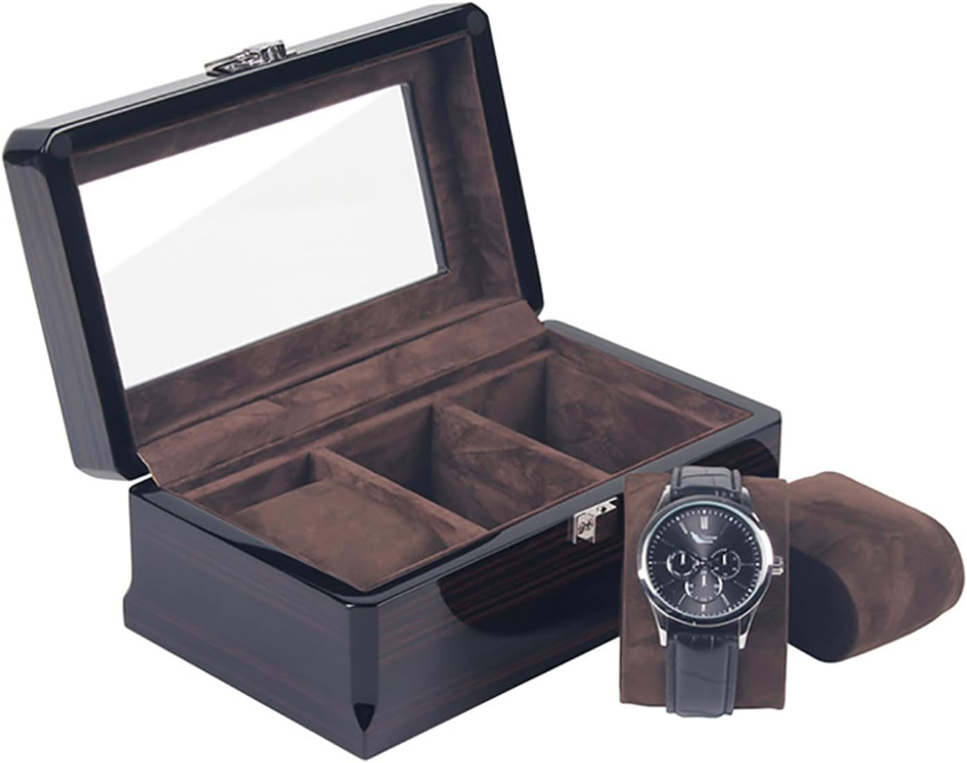 説明 - 　　　 -------商品詳細------- 【3本用腕時計ケース】腕時計収納：3本 サイズ：20*12*8.5cm 重量：約0.9kg。素材：表面PUレザー、中芯繊維板、天板ガラス、金具ロック 【高級感が溢れる】優れた木と高透明...