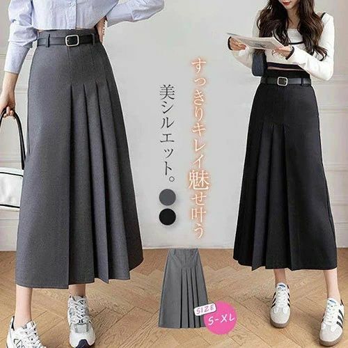 ▲商品内容：ロングスカート(ベルト付き） ▲サイズ： S:ウエスト64CM ヒップ86CM 着丈84CM M:ウエスト68CM ヒップ90CM 着丈85CM L:ウエスト70CM ヒップ94CM 着丈86CM XL:ウエスト74CM ヒップ...