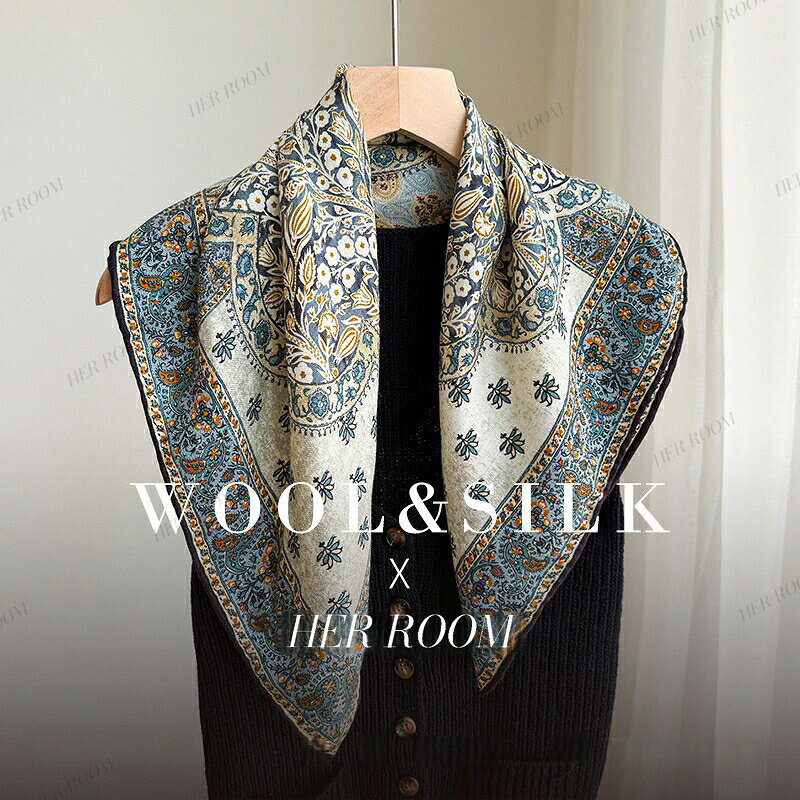 【素材】ウール 70%+シルク 30% 【サイズ】約65×65cm モニターの発色の具合によって実際のものと色が異なる場合がございます。ご了承ください。 取扱注意事項 ●雨や汗など、濡れた状態での摩擦により色落ちする恐れがありますので、ご使...
