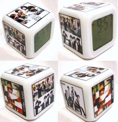 1辺の長さ：8cm 7色に変化するアラーム温度計付き置き時計 DEMO、ON、OFFfスイッチあり 底のTAPボタンを押すとすぐにデモが始まります。 単4電池4個で光稼動、ボタン電池2個で時計稼動 4面に貼っている写真は様々ですので、ご選択...