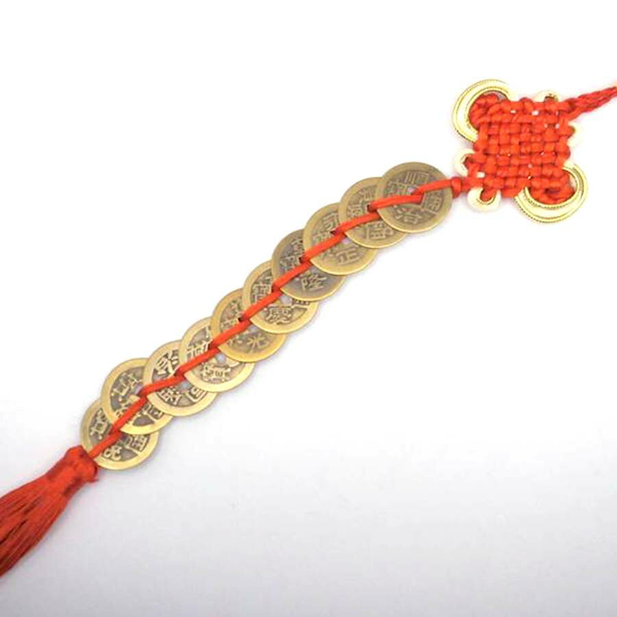 中国清代の順治皇帝から宣徳皇帝までの十代の古銭（レプリカ） 清朝十代の恩恵を受けるべく、十帝銭で化サツ好転、財運および運気アップのもっとも重要なアイテムとして使われています。 ・中国製 ・全長：約40cm ：重量：約10g