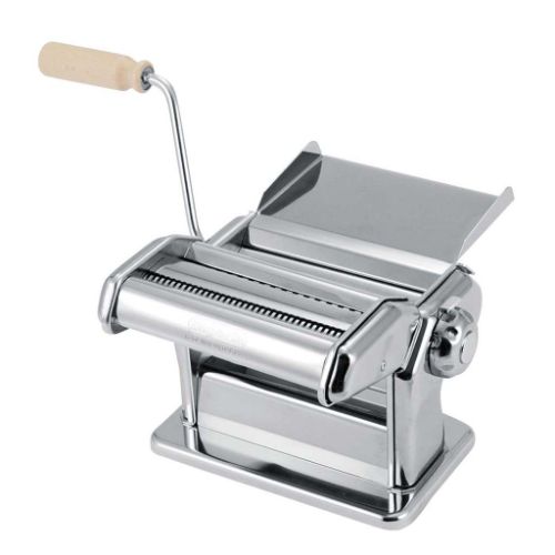 ローラー麺帯幅：150mm付属品：カッター(2mm・4mm)　■ 商品について ■●ピッチダイヤル(6段階調節)によりローラーの厚みを忠節できます。●できた麺帯をいくぶんか乾燥させてからカッター部に入れてすばやくまわすとカッター幅に合わせた...