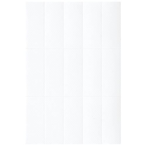 商品情報商品名：定位置管理シール 白 2×5cm ミシン目15枚（8シート入）商品番号：aa1-3002200カラー：白材質：白色短期塩ビ　裏面／透明ドット糊　強粘着溶剤出力ポイント●数回なら貼ってはがして移動が簡単。跡が残りません。●直接...