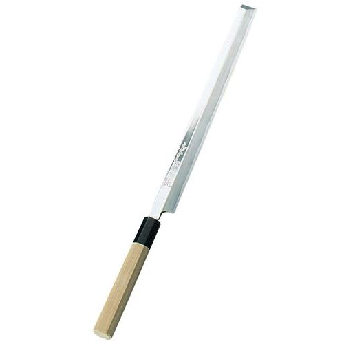 商品情報商品名：兼松作 鏡面仕上 蛸引庖丁 33cmメーカー型番：3502000JANコード：4548170082267入り数：1サイズ(外寸mm)：510サイズ(内寸mm)：-重量：210g材質：青二鋼 鏡面仕上刃渡り：33cm商品につい...
