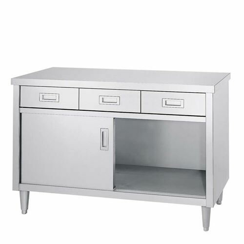 商品情報商品名：キャビネット作業台 ED型(片面／引出・ステンレス戸)ED－12060メーカー型番：4353880JANコード：-入り数：1サイズ(外寸mm)：1200×600×H800サイズ(内寸mm)：-重量：50kg材質：天板・本体・...