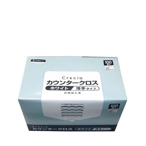 商品情報商品名：クレシア 抗菌カウンタークロス 薄手(100枚入)ホワイト 65402メーカー型番：0823610JANコード：4901750654023入り数：1サイズ(外寸mm)：600×350サイズ(内寸mm)：-重量：-材質：レーヨ...
