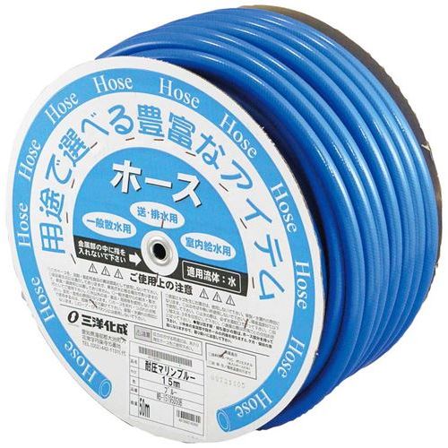 商品情報商品名：耐圧マリンブルーホース 15mm×50m MB－15195D50Bメーカー型番：2105240JANコード：4973692142692入り数：1サイズ(外形寸法mm)：50mサイズ(内形寸法mm)：φ15重量：-材質：軟質塩...