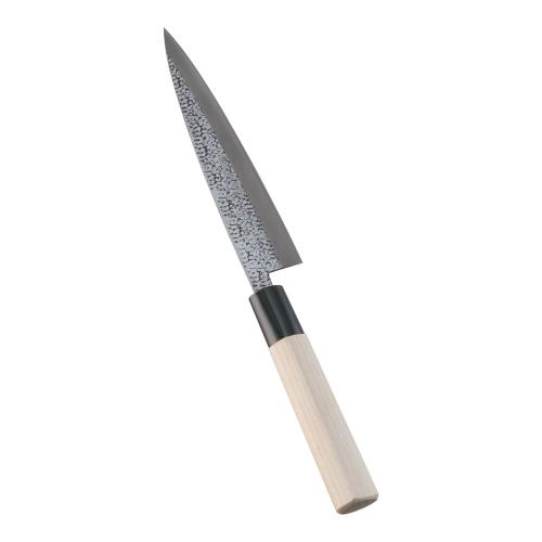 ■商品説明■商品名：槌目 貝サキ(片刃) 15cmメーカー品番：9-0306-1403お届け数：1JANコード：4905001238505その他仕様：●背厚〈mm):2.8特記事項：●材質:安来鋼白紙※庖丁の表示サイズは、マチ包丁は刃先から...