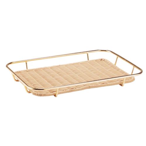 商品情報商品番号：7703950商品名：樹脂バスケットシリーズ[プリート] テーパー枠付すのこ ゴールド DS500 40型 ナチュラルメーカー：EBMサイズ/内容量/重量：415×295×44その他：材質：本体/スチール製・金色メッキ,す...