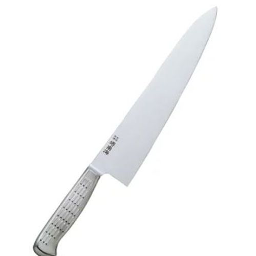 商品情報商品名：堺南海シリーズ 牛刀 AS-3 24cm幅×奥行×高さ(mm)：373×-×メーカー：[特記事項]背厚：2.4刀身(モリブデンバナジウム鋼)と柄の部分(18-8ステンレス)を一体化した事により、洗いやすくハンドルが腐ったり抜...