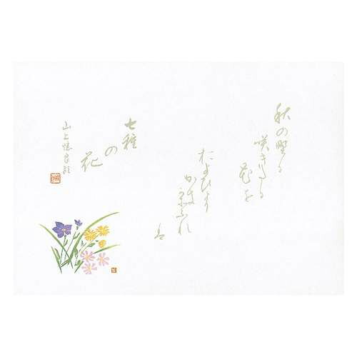 ■商品説明■商品名：尺4無蛍光紙懐石まっと 万葉 秋草 (100枚入)メーカー：ヤマコーメーカー品番：21-364-06外形寸法：幅30×42cm(mm)お届け数：1商品コード：64533【配送料について】【ご注意】画面上の色はブラウザやご...