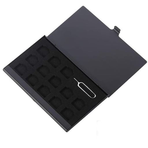 NanoSIMカードSIM取り出しピンの持ち運び用ホルダーケース 最大13枚のnanoSIMカードと取り出しピン1本が収納できます 無くしやすいsim取り出し用ピン付き出張や海外旅行で増え続けるSIMカードの管理に 内面はsimカードが落ち...