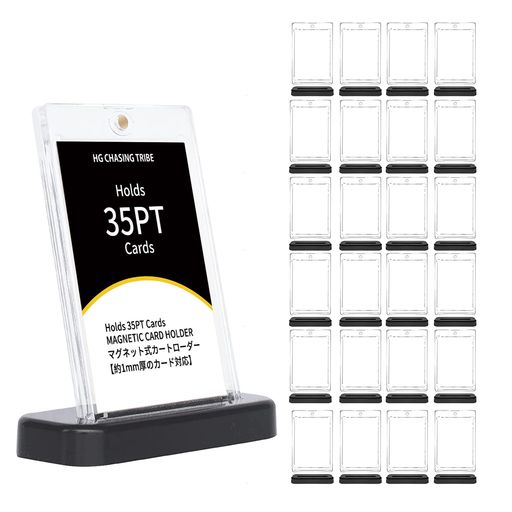 【製品仕様】マグネットローダー24個、スタンド24個、外部仕様:約11x7.3cm厚さ:0.8cm、カードスロット仕様:約64.5x95mmスロットの深さ:1mm、製品素材:高品質のPS素材、製品の特徴:UV保護、該当製品:63x88mm、...