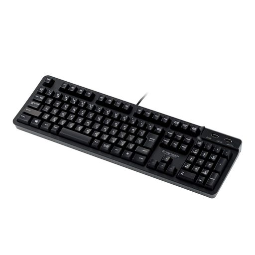 メカニカルキーボードと同じキートップ設計を採用し、快適な打鍵感を実現したUSBハブ付プレミアムメンブレンキーボードです。 USB2.0ハイスピードモード対応のUSBポートを2ポート搭載しています。マウス、USBメモリなどのUSB機器を接続可...