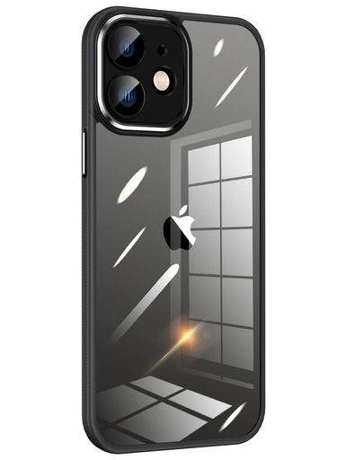 【対応機種と素材】iPhone12専用ケース、サイズ:6.1インチ対応、本体サイズ:約縦15x横7.5x厚1.cm主素材:シリコーン縁、ハイクリアアクリル背面プレート、メッキ金属キーとおしゃれなカメラアクセサリーフレーム、H9強い硬度ガラス...
