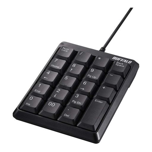 ナローフレームデザイン採用でコンパクト 桁数の多い数字入力に便利な「00キー」を搭載 使いやすさを追求した形状 デスクトップパソコンと同じキーピッチ19mm採用 NumLock問題を解決 対応機種:USBインターフェースを標準搭載したWin...