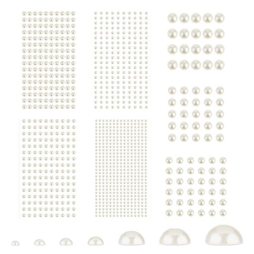 【多様なサイズ】7種類サイズのパールステッカー。3mm450粒、4mmと5mmと6mmのは各160粒、8mm36粒、10mm25粒、12mm25粒。さまざまなデコレーションニーズに対応します。 【高品質】高品質のアクリル素材を採用し、環境に...