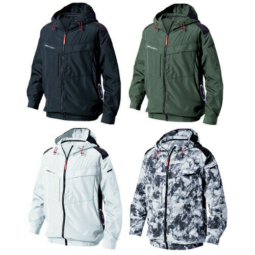 空調ウェア 服単体 V8812 サイドファン長袖フードジャケット 8L 村上被服 HOOH 快適ウェア ■サイドファン ■制電素材(JIS T8118適合) ■高密度織 ■撥水加工 ■UVカット ■消臭テープ ※こちらは服単品です。ファンや...