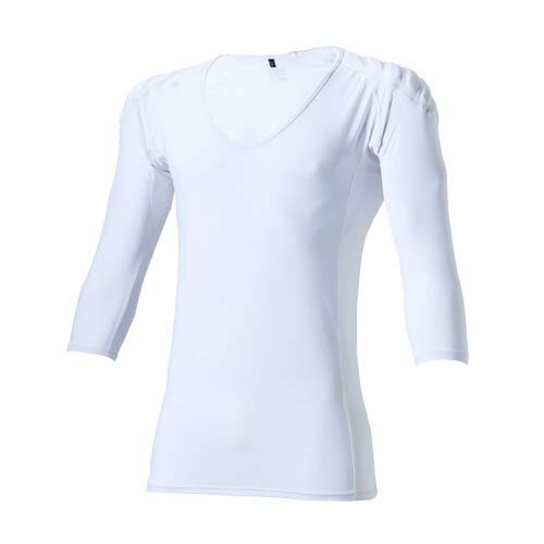 祭り用インナー 肩パット付 村上被服 鳳凰 HOOH 382 SS〜3L 白 ■高反発3D肩パットで神輿を担ぐ際の肩への負担を軽減します。 ■羽織りから中が見えないVネック仕様です。 ■全面消臭糸＋脇と首回りに消臭テープのダブル消臭。 ■肌...