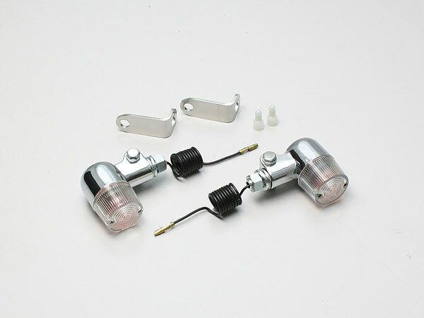 ●アルミ製クロームメッキ　ステンレスステー付き クリアレンズ　組込球オレンジ 12V10W ミニスクーターハンドルKITに付属 ※この商品はお取り寄せとなります。商品出荷の目安はご注文日より3〜7営業日後となります。