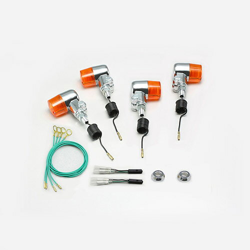 ミニウィンカー アルミ製クロームメッキ 取付ボルト M10×P1.25　オレンジレンズ　組込球 12V23W ノーマル位置に取付　専用ジョイントハーネス付 ■適合車種（備考） エストレヤ（FI）（07-13 BJ250A-098999迄） ...
