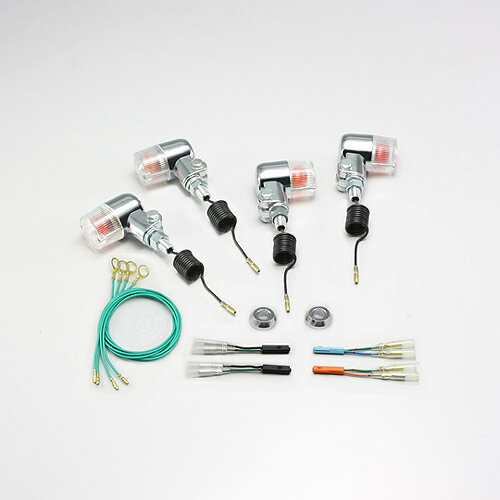 ミニウィンカー アルミ製クロームメッキ 取付ボルト M10×P1.25　クリアレンズ　組込球 12V15W ノーマル位置に取付　専用ジョイントハーネス付 ■適合車種（備考） エストレヤ（FI）（14-16 BJ250A-099001-） ※...