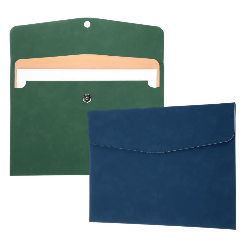 PATIKIL PUレザーファイルフォルダー2枚セット 13x9インチ(33x23.5cm) A4書類ホルダー 防水仕様 スナップボタン付き 書類整理ケース グリーン/ブルーPUレザー素材: 柔らかいPUレザー製で、絶妙なのある質感と長持ち...
