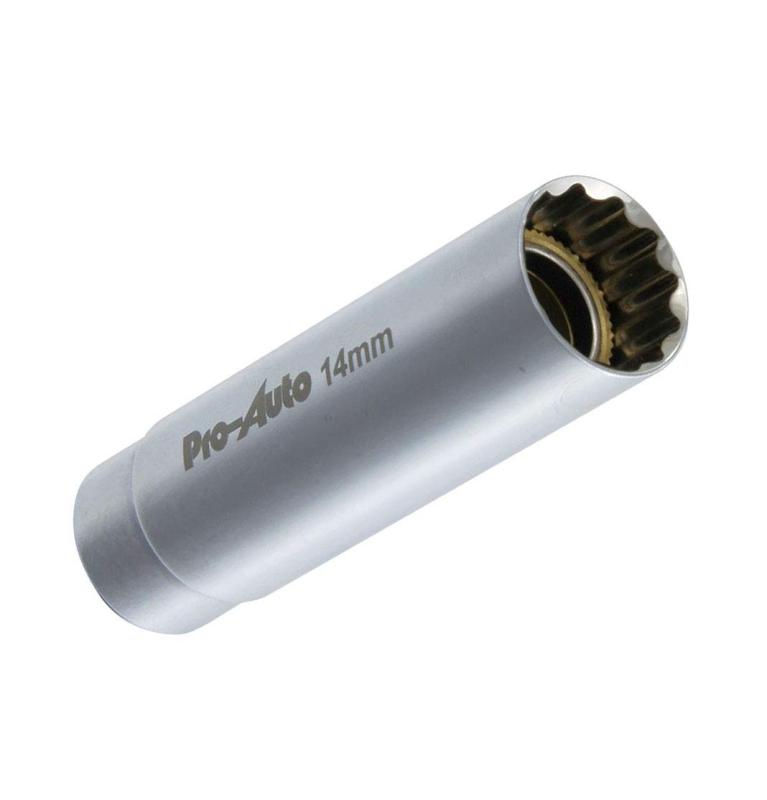 Pro-Auto 3/8"DR.薄口12角スパークプラグソケット 14mm 163T142サイズ:14mmD1:17.7mmD2:16.7mm全長:63mm重量:54g