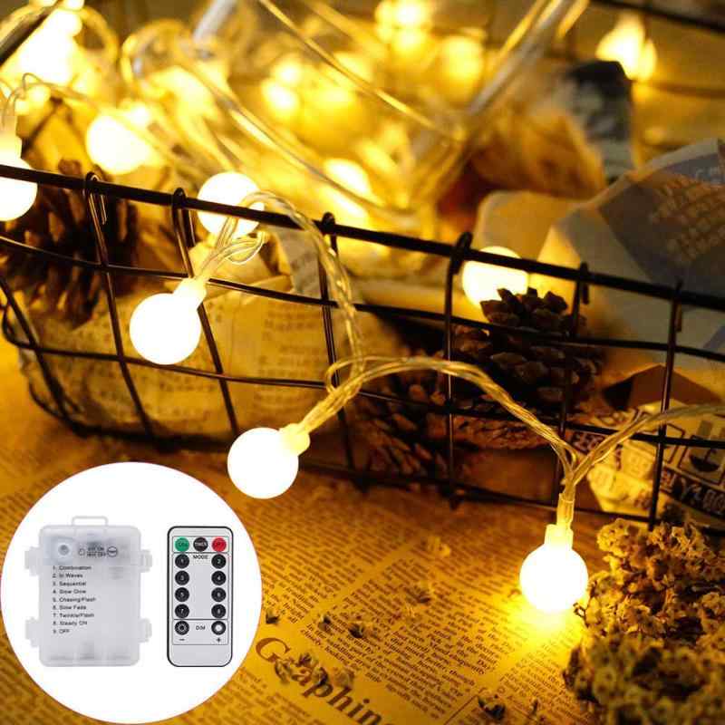 LEDイルミネーションライト 電池式 ボールストリングライト 防水 5m 50球 リモコン付き 8点灯モード クリスマス パーティー 結婚式 部屋 装飾的なライト
