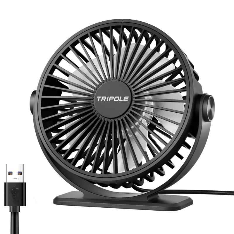 TriPole USB卓上扇風機 静音【2025小型扇風機 USB給電式】360°角度調節可能 三段階風量調節 パワフル送風 ミニ扇風機 usbファン デスクファン 熱中症対策 オフィス/自宅/寝室/卓上/車/用