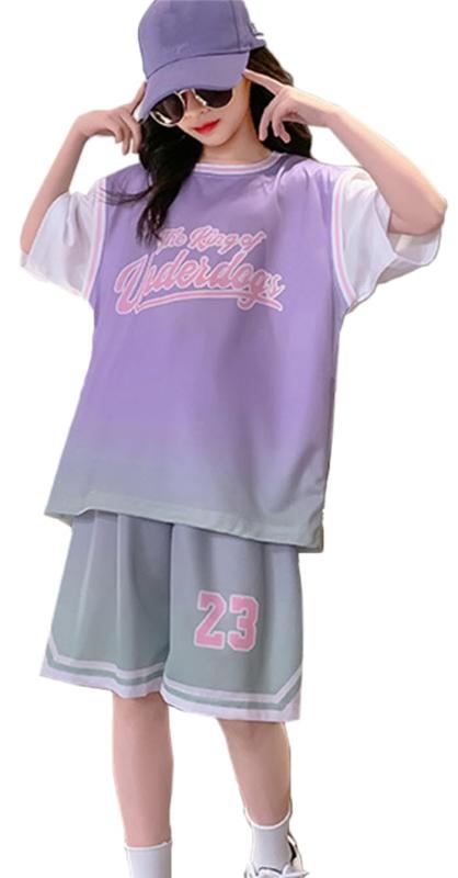 [YANGRONG] 子供服 女の子 ジャージ 上下 セットアップ 半袖tシャツ ショートパンツ 2点セット ガールズ スポーツウェア キッズ服 スウェット 夏服 通園 通学 運動着 ジュニア服 普段着 カジュおしゃれな配色で、子供の可愛さ...