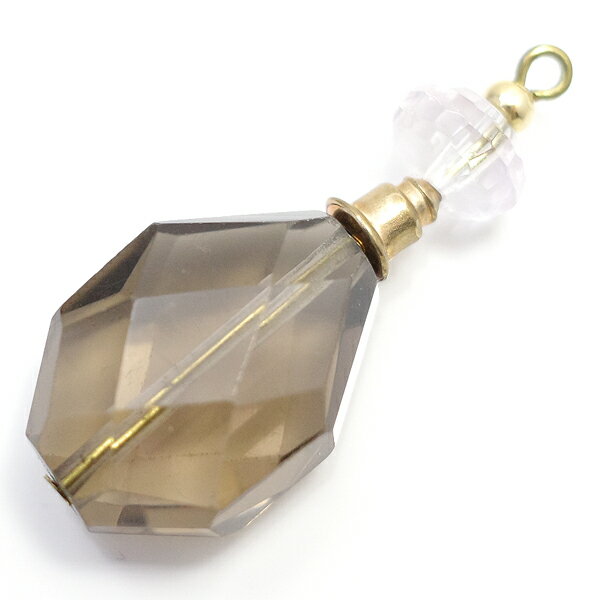 〜　スモーキークォーツ クォーツ水晶 ペンダントトップ フェイクボトル アクセサリーチャーム　〜 スモーキークォーツ(Smoky quartz)ボトルデザインのペンダントトップです。 天然石で瓶を模しています。 いくつかのパーツでフェイクボ...