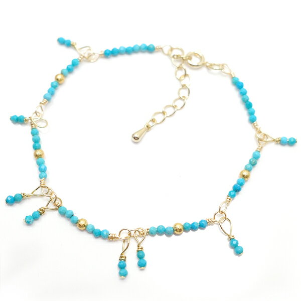 ⇒その他の作品はこちら 〜　キングマンターコイズの細ブレス　〜 空色がさわやかな、キングマンターコイズ。 古来より、自然とつながり、インスピレーションを高める石として使われてきました。 一味違う、アンティークテイストのブレスレット。 知性あ...