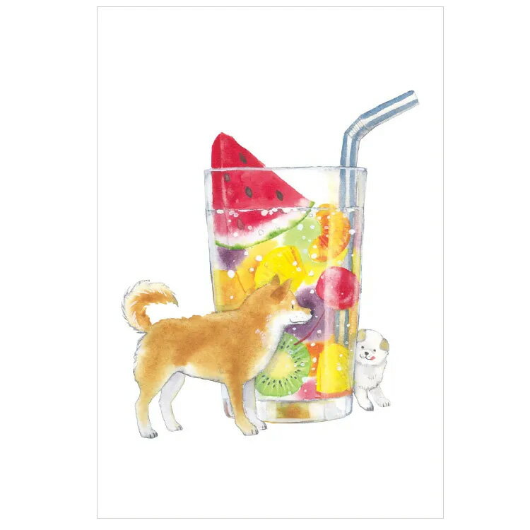 夏柄入荷！ 村田夏佳さんが水彩で描く、人気のしばいぬシリーズです。 しばいぬたちのかわいい表情が楽しめるポストカードです。 ■カードサイズ：100×148mm ■1枚入り ◇メール便対応個数：最大30個村田夏佳 しばいぬ夏柄ポストカード フ...