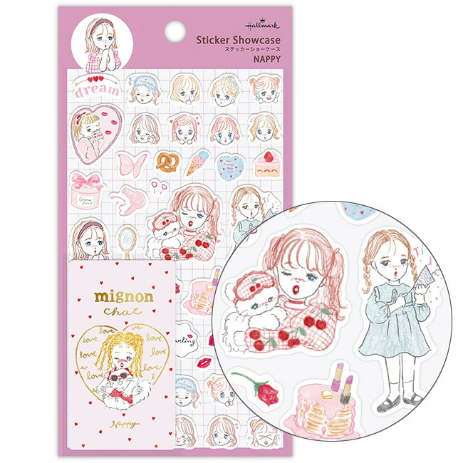 SNSで話題！ SNSスタンプやイラストで話題の人気イラストレーター酸によるステッカーシリーズ。 おしゃれな色使いと繊細なタッチで可愛い女の子や動物を描くNAPPYさんデザイン。 大きめステッカー1枚付き。 ■ステッカー大1枚、シールシート...